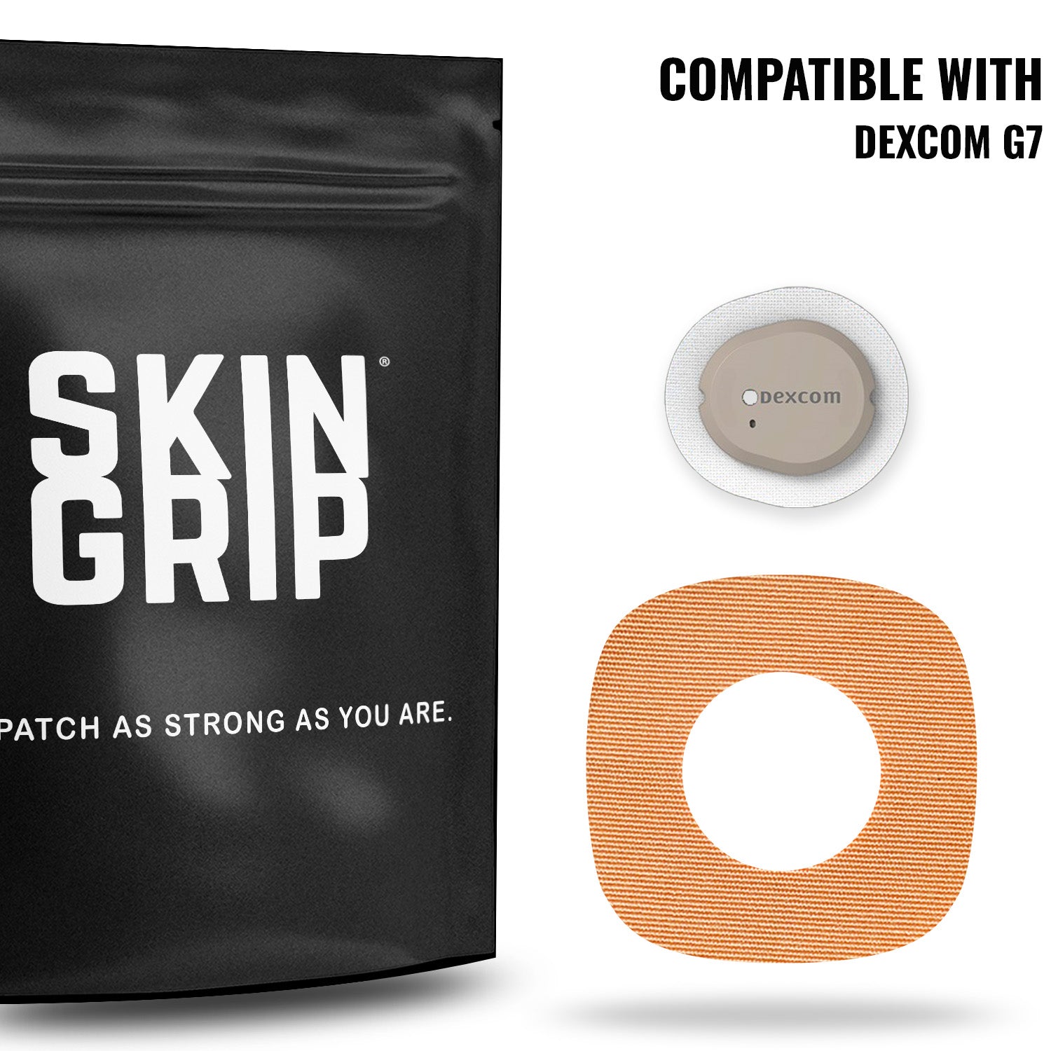Skin Grip Original - Dexcom G7 Adhesive Patches (With Cutout) - 20 Pac
