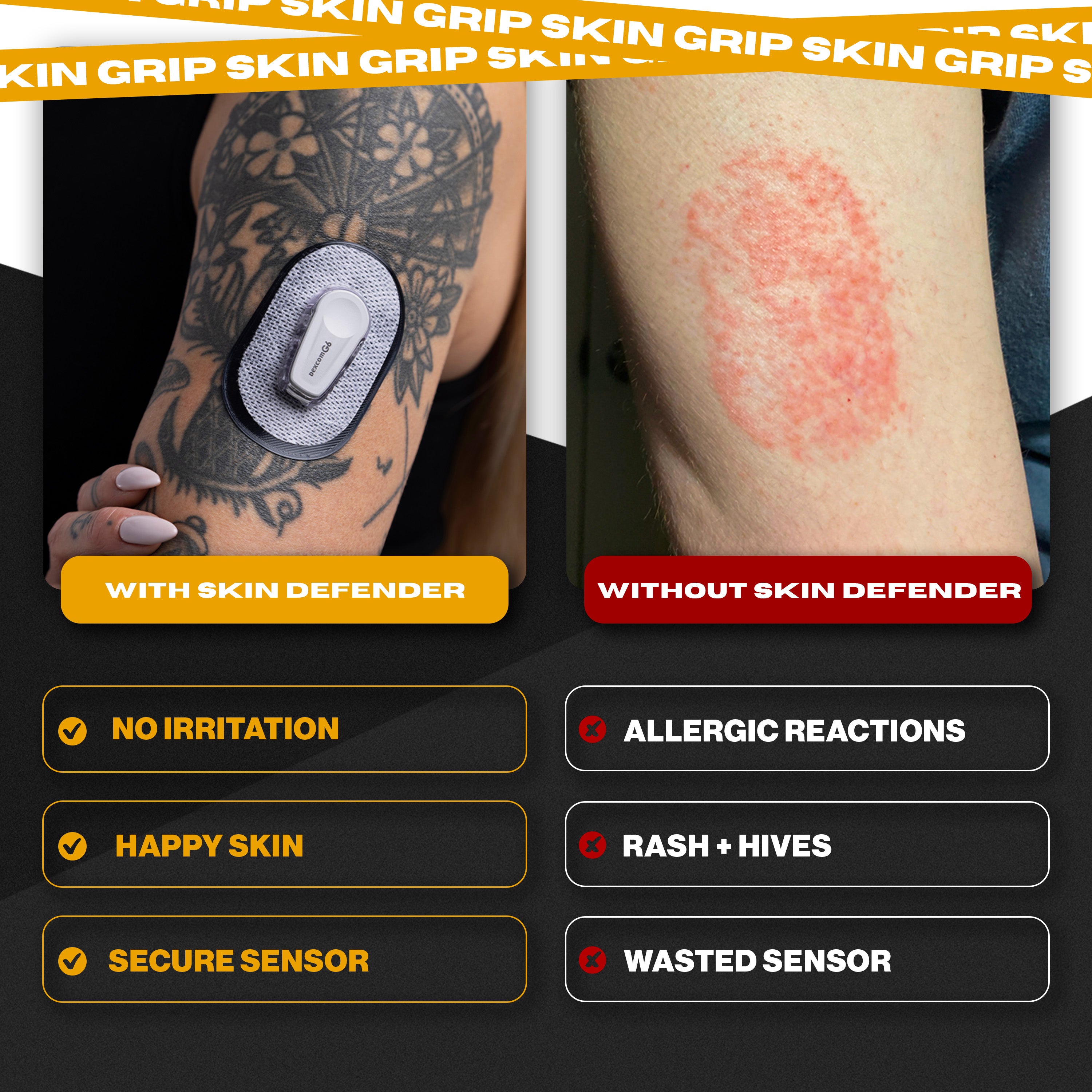 Skin Defender Reusable Non-Adhesive Barrier - 5 Pack - Skin Grip